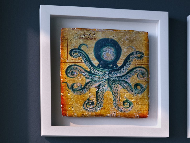 Set of Three Framed Ocean Tiles Sea Wall Décor Ocean | Etsy