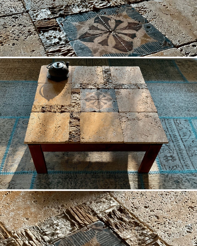 TRAVERTINE Stone COFFEE TABLE Perfect for Farmhouse or Lanai Décor ...