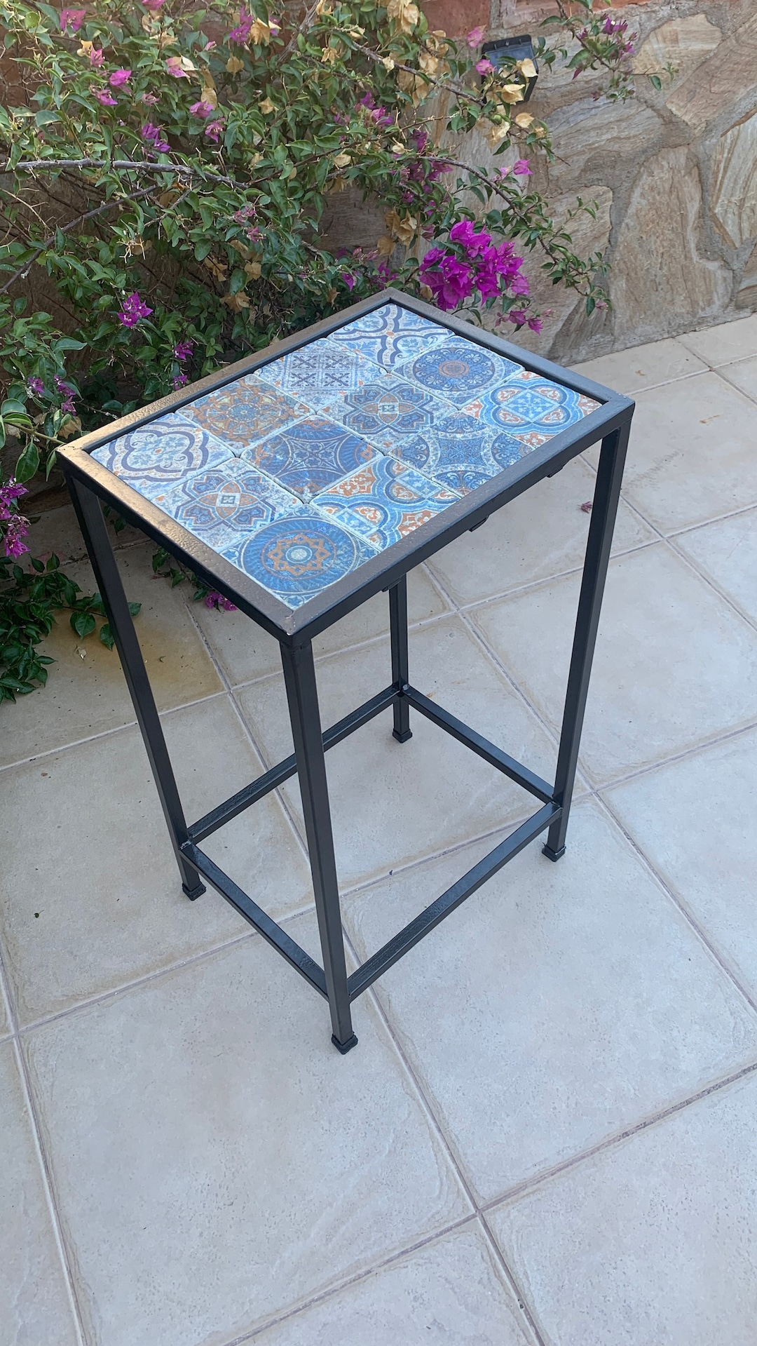 Vintage Tile Table, Moroccan Decor for Home, Unique End Table for ...