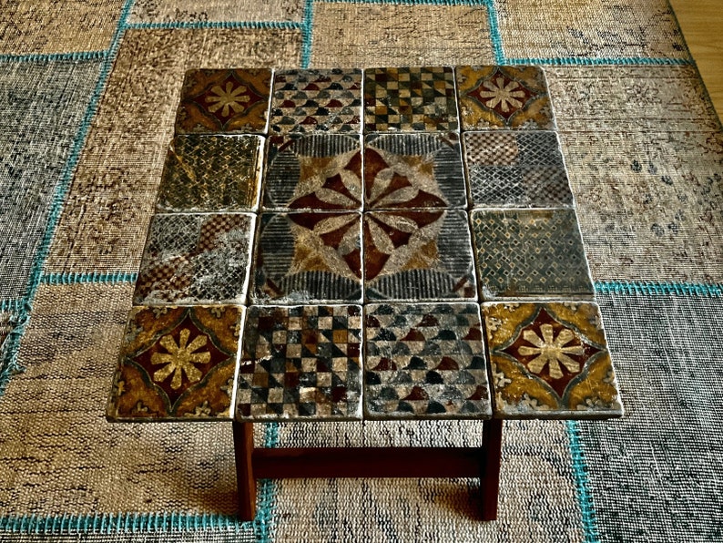 Vintage Side Table Rustic Tile Side Table Vintage Travertine - Etsy
