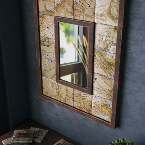 Vintage Map Travertine Mirror for Foyer, 3 Year Anniversary Gift for ...