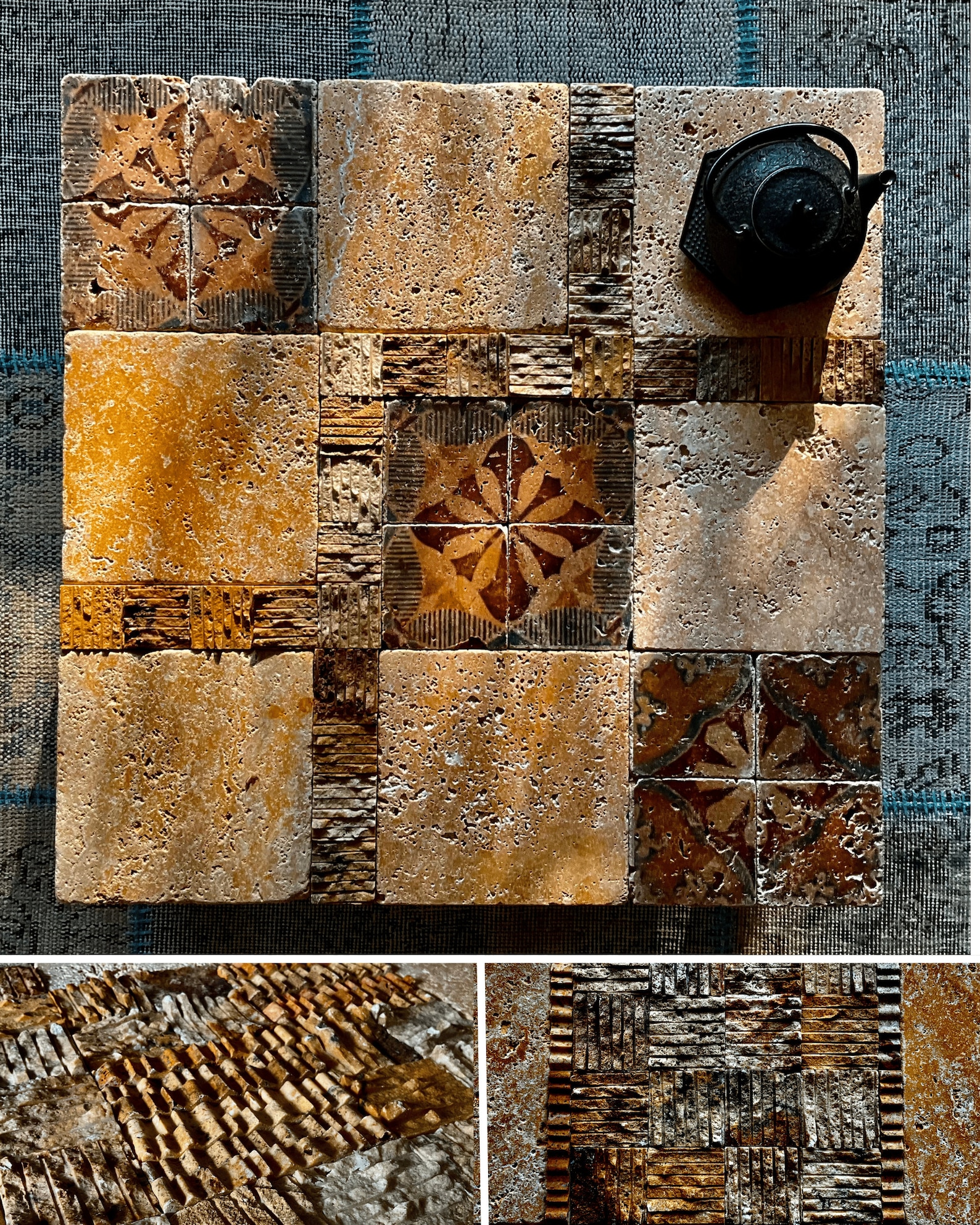 Travertine Tile Coffee Table | Unique Travertine Coffee Table ...