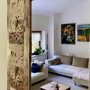 Handmade Boho Travertine Mirror, Natural Stone Wall Decor, Customizable ...