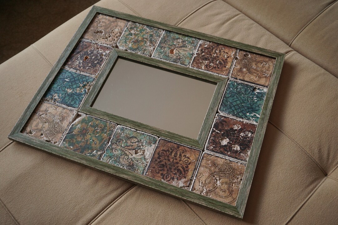 Talavera Tile Mirror, Handmade Mosaic Stone Wall Decor, Colorful Boho ...