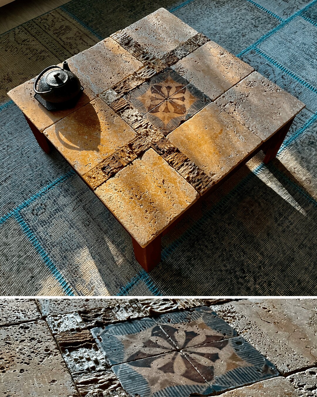 Unique Travertine Coffee Table travertine Tile Coffee Table - Etsy
