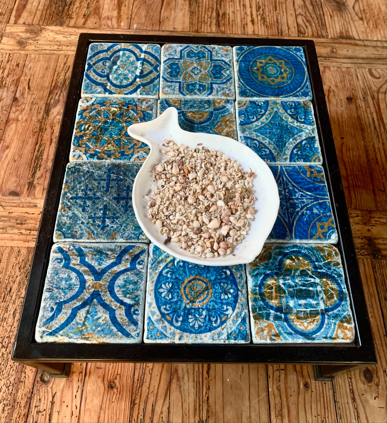 Vintage Serving Table Blue Tile Table Turkish Tile Table - Etsy