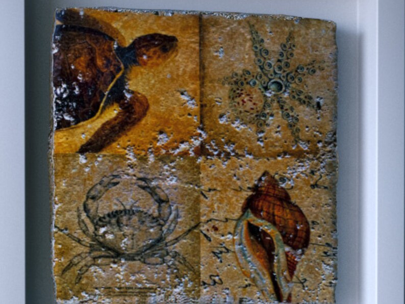 Set of Three Framed Ocean Tiles Sea Wall Décor Ocean | Etsy