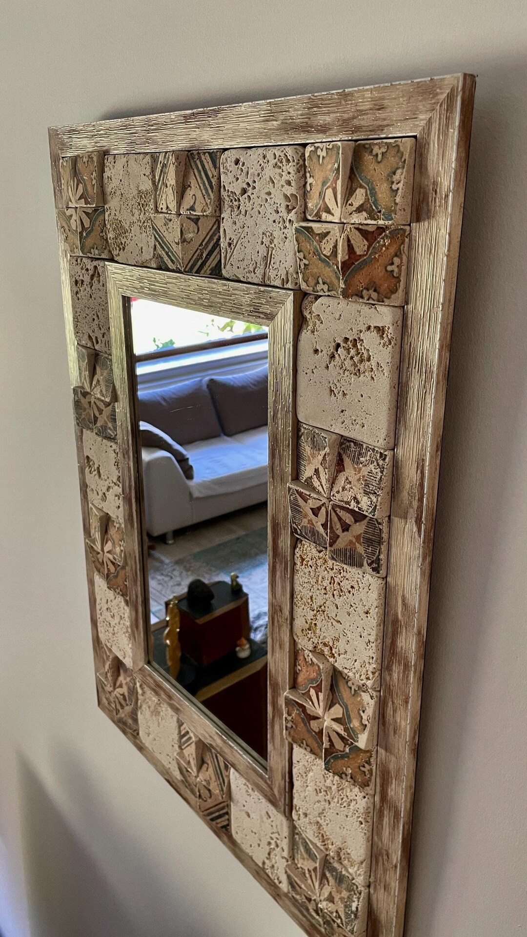 Irregular Travertine Mirror - Handmade Rustic Boho Wall Decor ...