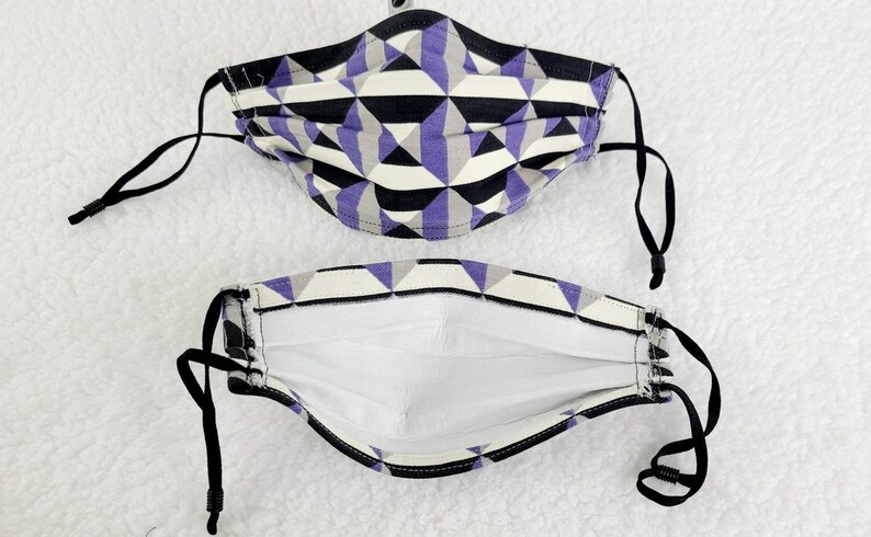 Cotton Fabric Face Mask, Adjustable Straps, Nose Bridge Strip - Etsy