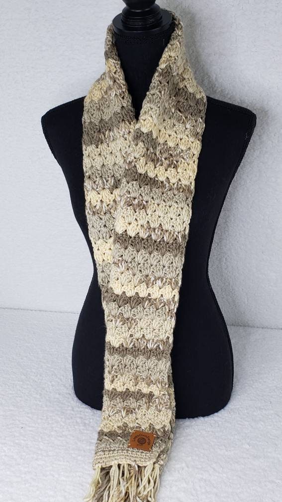 Shaded Cream Crochet Handmade Scarf - Etsy