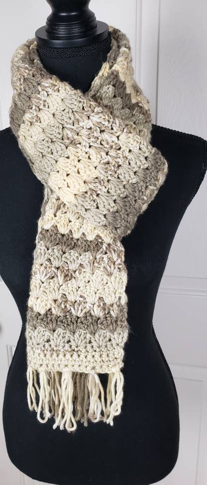 Shaded Cream Crochet Handmade Scarf - Etsy