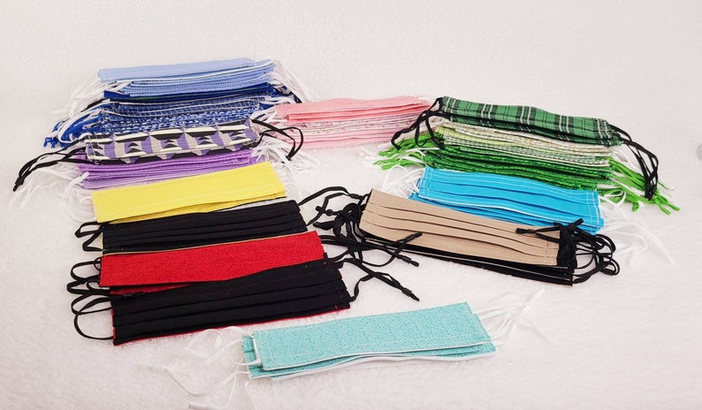 3 Ply 100% Cotton Fabric Face Masks, Nose Bridge Strip, Adjustable ...