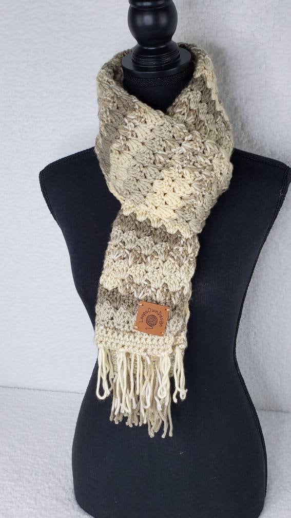 Shaded Cream Crochet Handmade Scarf - Etsy