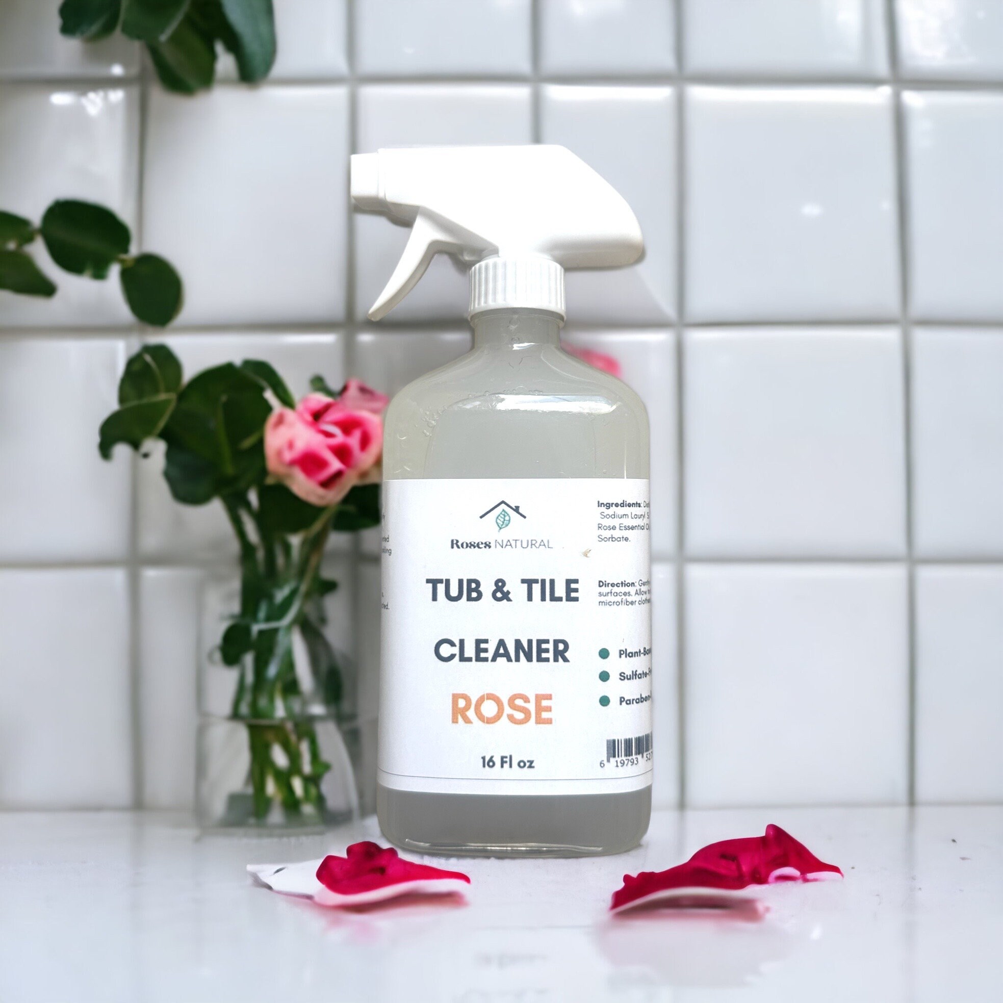 Rose Tub & Tile Cleaner: Plant-based, Rose Scented (16 Oz Bottle) - Etsy