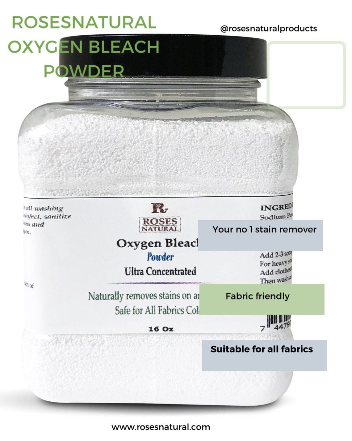 Oxygen Bleach Powder Stain Remover 16 Oz | Etsy