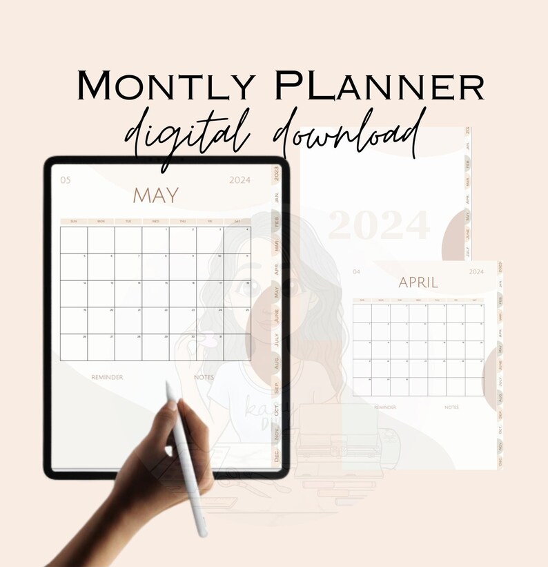 Simple Minimalist Monthly Year 2024 Planner With Hyperlinks / Nov 2023 ...
