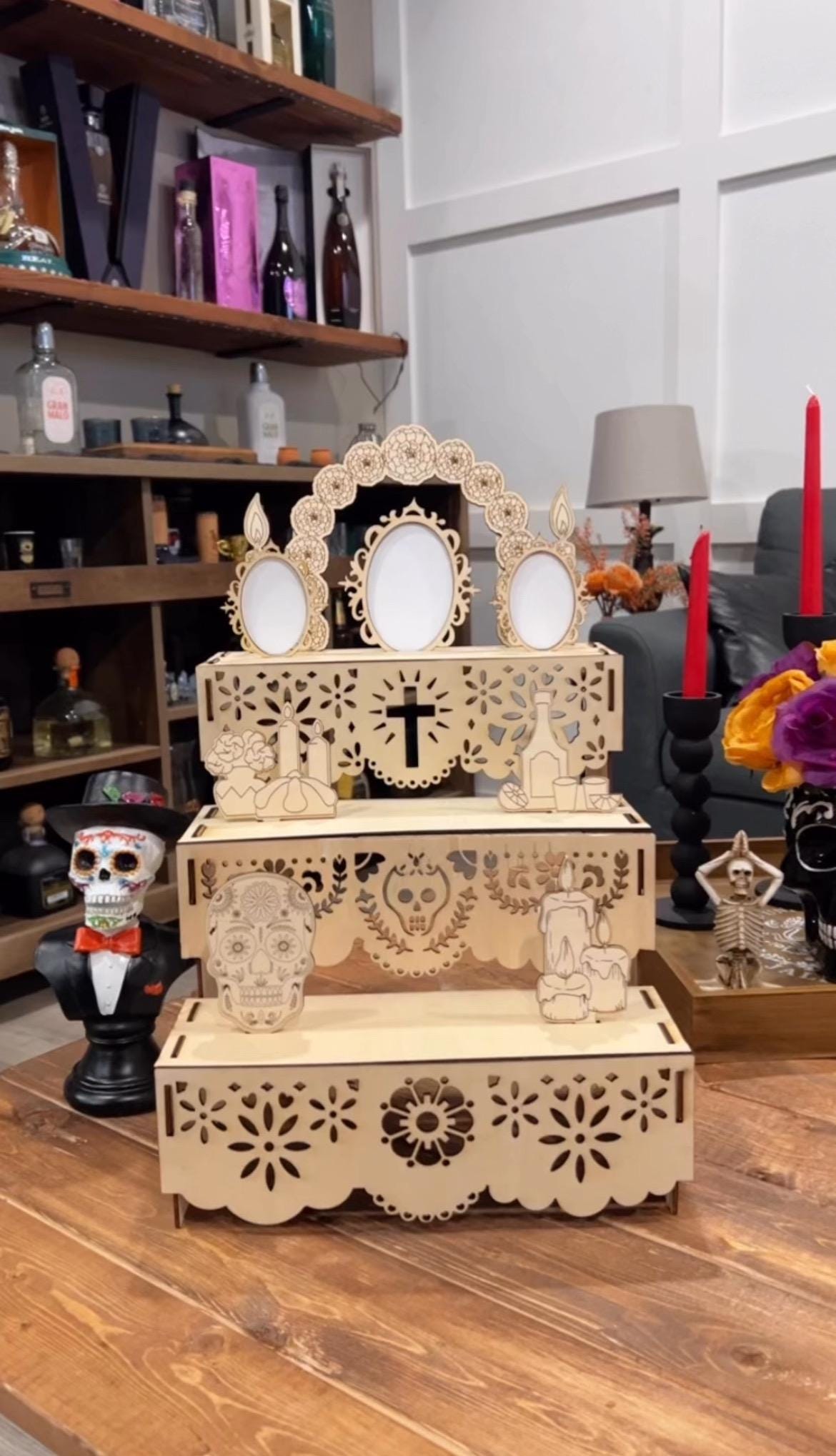 18” Altar De Muertos With Cempasúchil Flower Arch, WOOD ALTAR, Day of ...