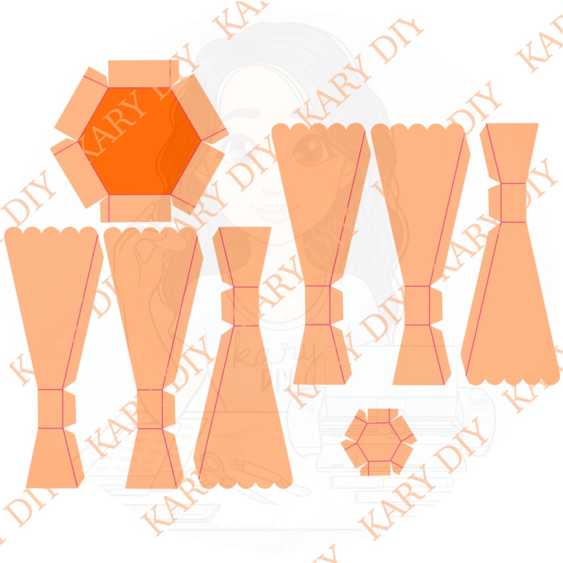 Plantilla de ramo de flores de papel - Descarga digital - Etsy México