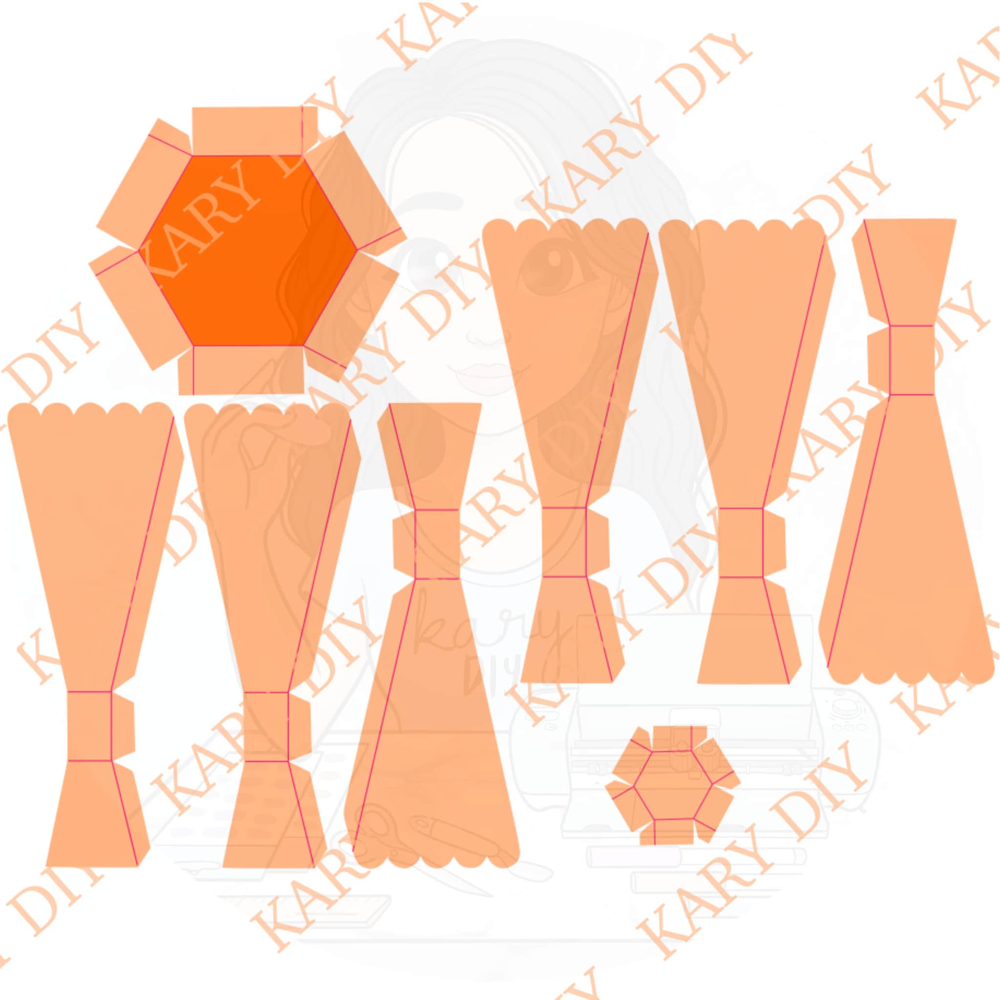 Plantilla de ramo de flores de papel - Descarga digital - Etsy México