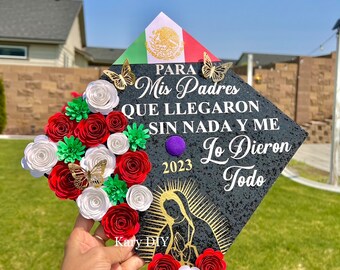 Mexico Graduation Cap Topper/ Latino Graduation Cap/ Floral - Etsy