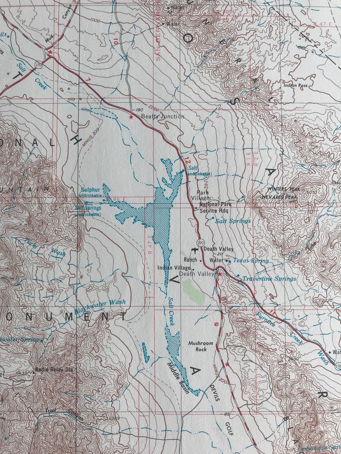 Vintage Death Valley USGS Topo Map | Etsy