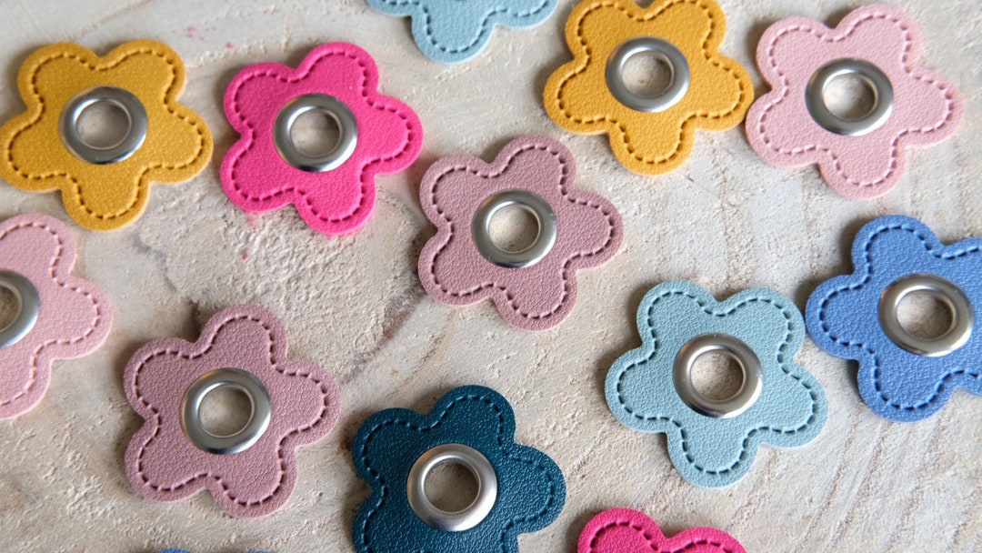 Eyelet Patches 8 Mm in a Pack of 2 Flower Cord Patches, Faux Leather ...