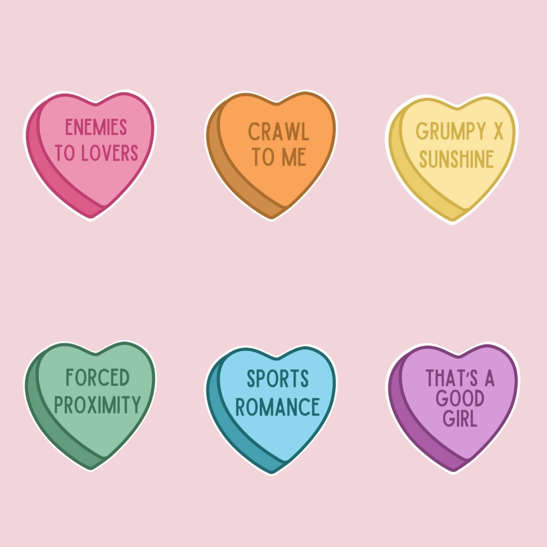 Bookish Candy Heart Sticker Set (6 Stickers), Enemies to Lovers, Good ...