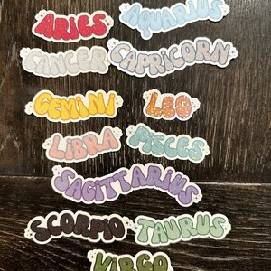 Zodiac Stickers, Holographic, Bubble Letters, Water Bottle Sticker ...