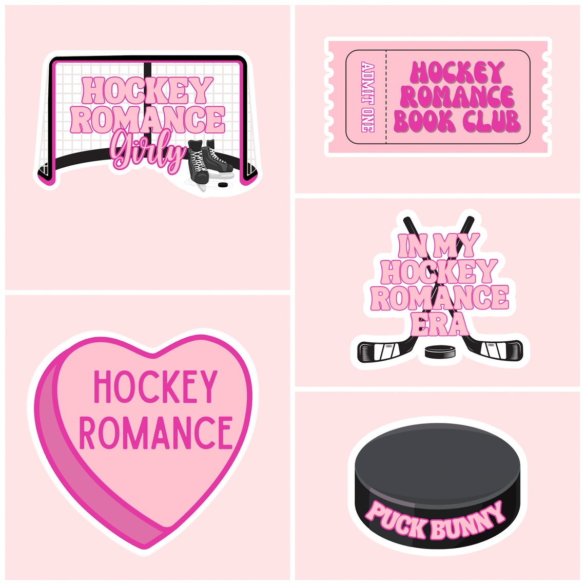 PINK Hockey Romance Stickers, Holographic, Hockey Romance Era, Sports ...