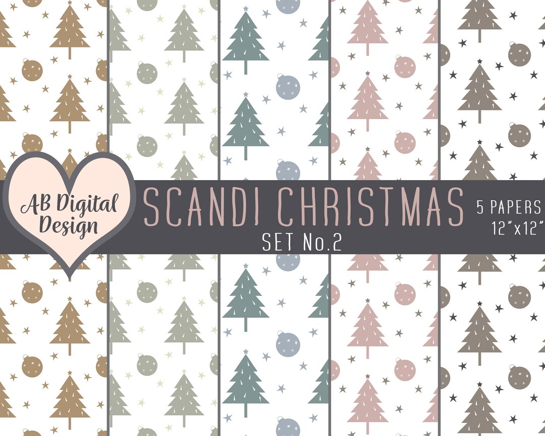 Scandi Christmas Digital Paper Backgrounds | Scandinavian Nordic ...