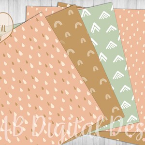 Boho Digital Paper | Baby Girl or Baby Boy Scrapbook | Boho Rainbows ...