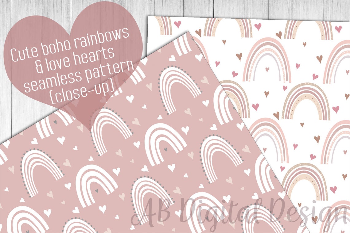 Rainbows & Love Digital Paper Blush Pink/rose Gold - Etsy
