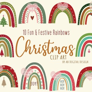 Christmas Rainbows Clipart | Cute Kids Christmas PNG | Trees | Festive ...