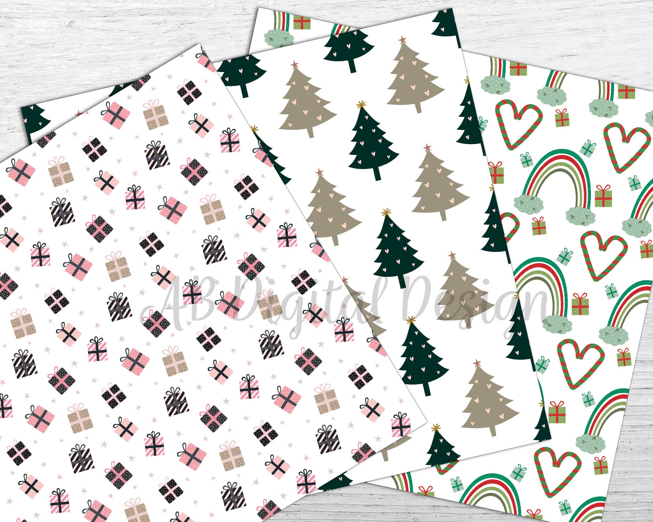 Christmas Digital Paper Festive Season Christmas Colors Cute Christmas ...