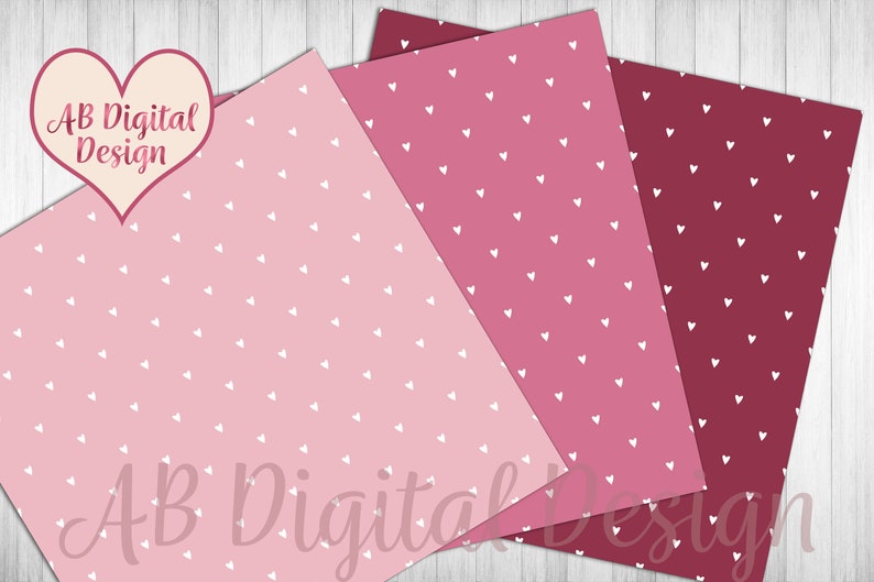 Valentine Hearts Digital Paper | Pink & Red Boho Love Hearts ...