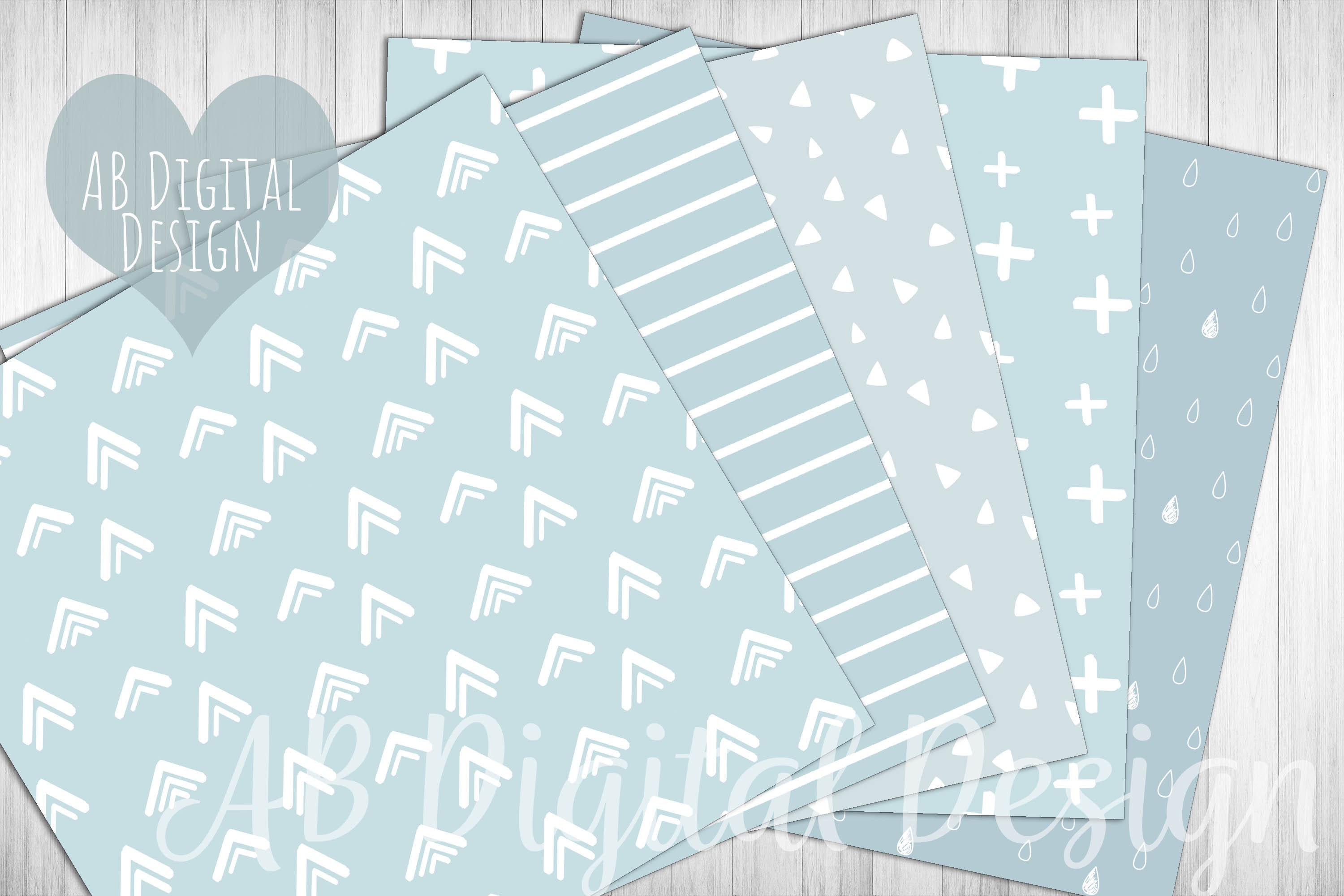 Baby Blue Digital Paper | Baby Boy, Baby Shower | Boho, Rainbows ...