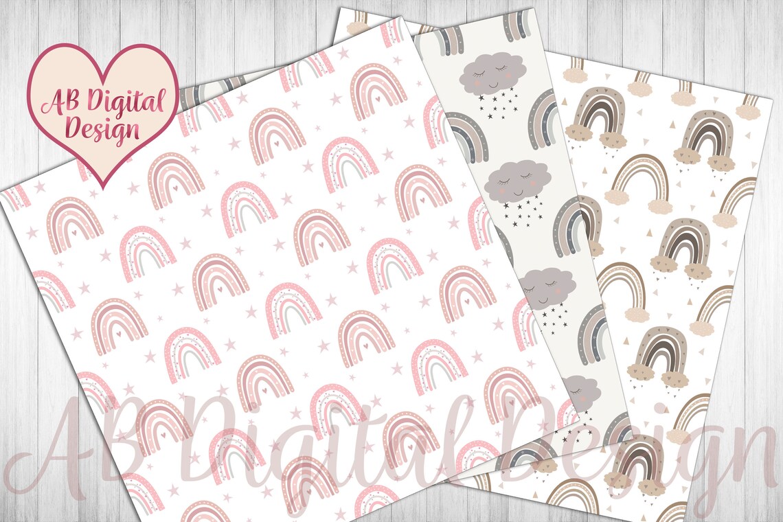 Rainbow Digital Paper Baby Shower Baby Girl or Boy - Etsy