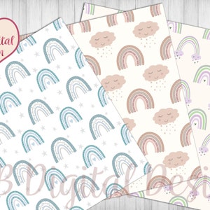 Rainbow Digital Paper | Baby Shower | Baby Girl or Boy | Scrapbooking ...
