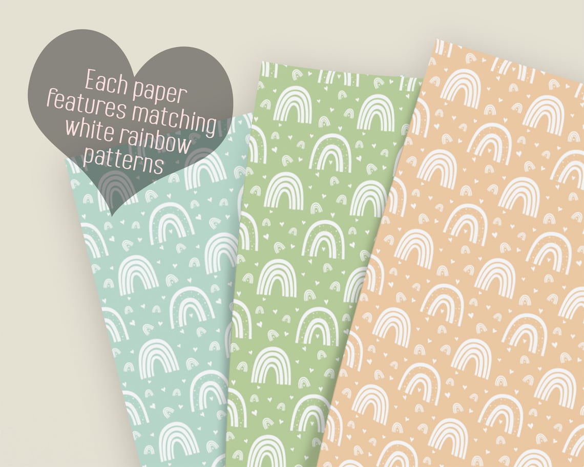 Rainbow Digital Paper Pastel Digital Paper Boho Rainbows | Etsy