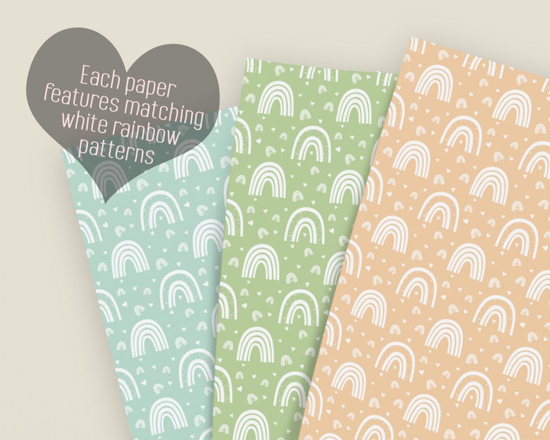 Rainbow Digital Paper Pastel Digital Paper Boho Rainbows - Etsy