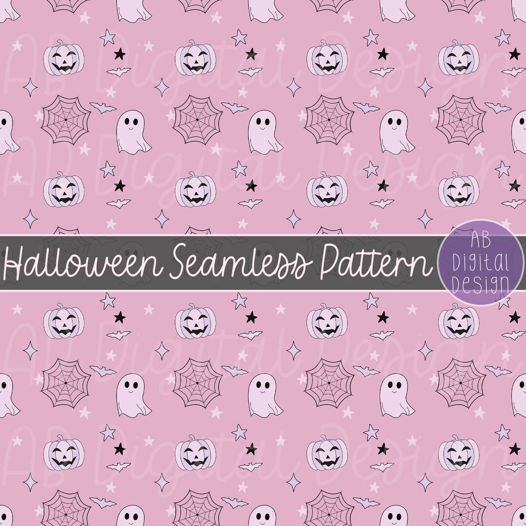 Cute Halloween Digital Paper Background | Pink Halloween Seamless ...