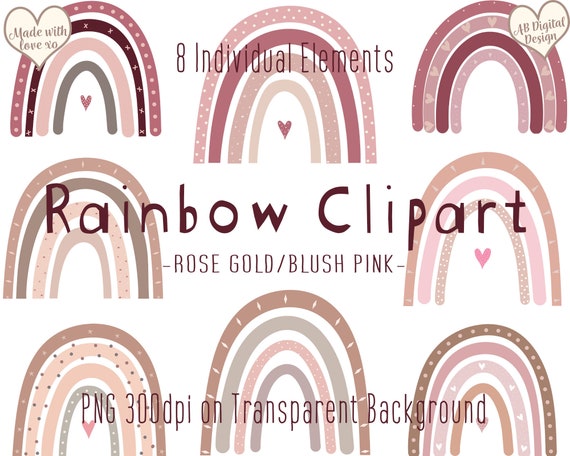 Instant Download Boho Rainbow Clipart Neutral Rainbow PNG Boho Nursery ...