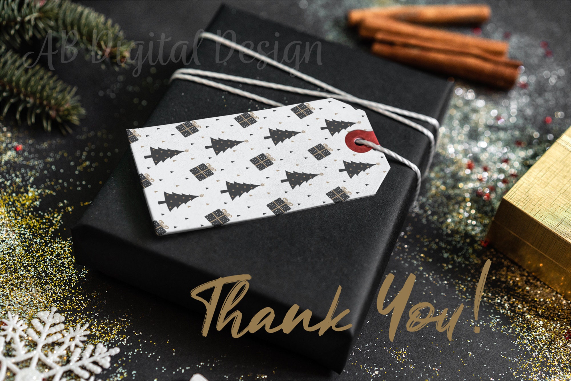 Scandi Christmas Digital Paper Backgrounds Black/white/gold ...