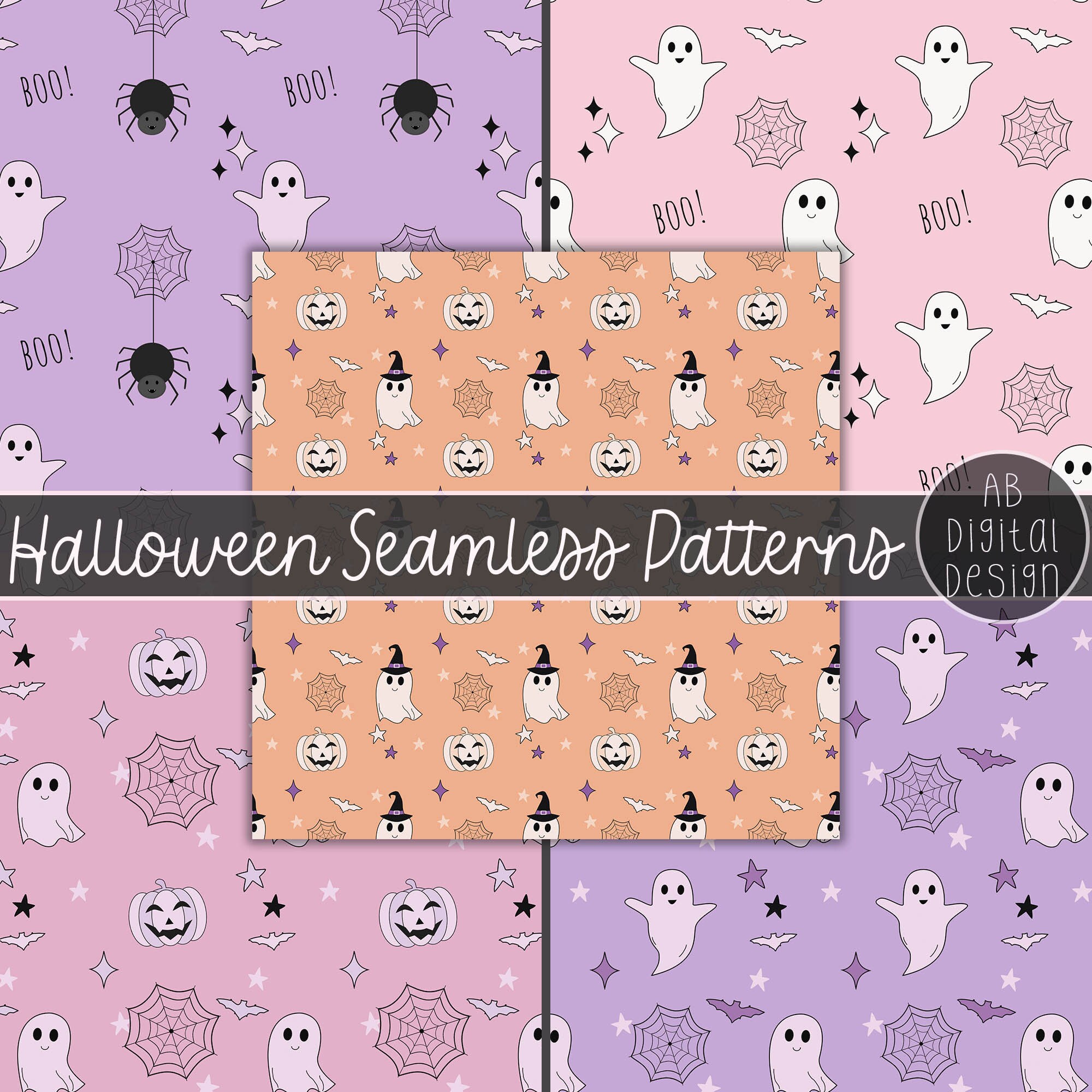 Cute Halloween Digital Paper Background | Pink Halloween Seamless ...
