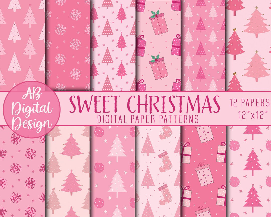 Pink Christmas Digital Paper | Seamless Patterns | Cute Christmas ...
