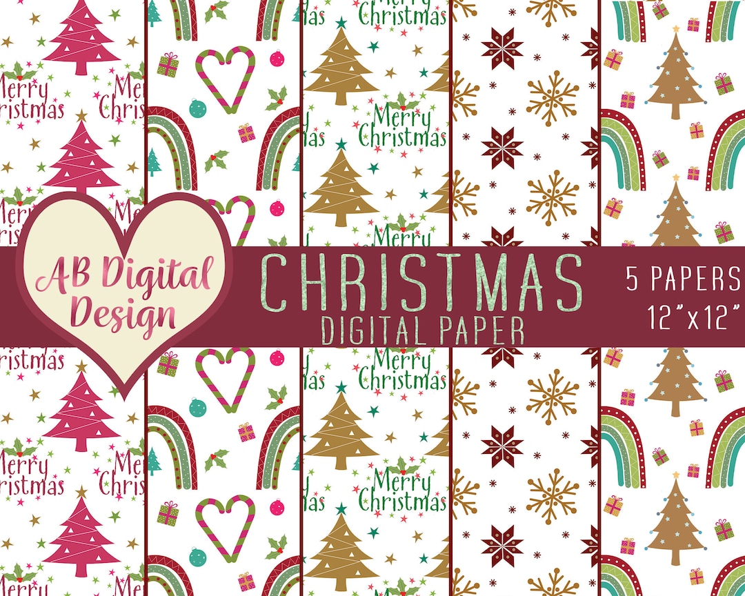 Christmas Digital Paper Backgrounds | Cute Christmas Digital Paper ...
