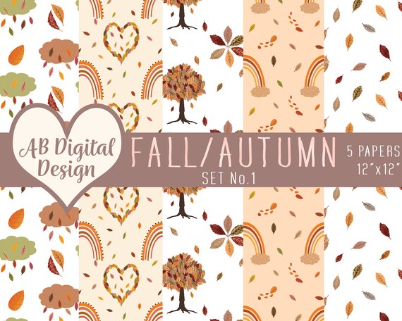 Fall/autumn Digital Paper Autumn Leaves Fall Digital Paper | Etsy