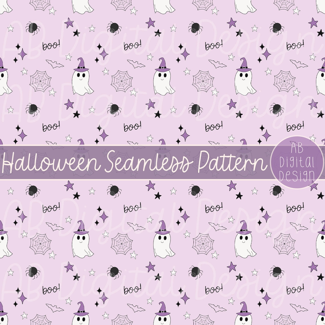 Cute Halloween Ghost Digital Paper | Halloween Seamless Pattern | JPEG ...