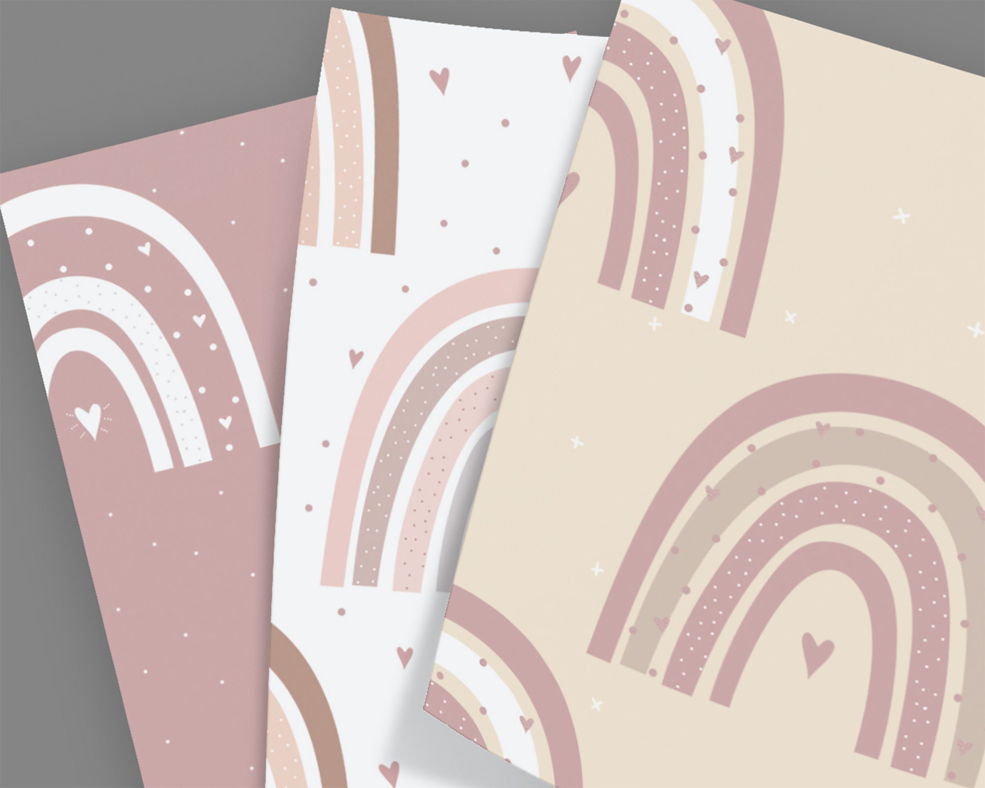 Rainbow Digital Paper Blush Pink/rose Gold Boho Rainbows Scandi ...