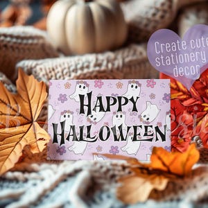 Cute Halloween Ghosts Digital Paper | Retro Floral Halloween Seamless ...